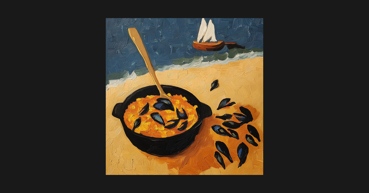 Paella | Post-impressionist painting style - Paella - T-Shirt | TeePublic