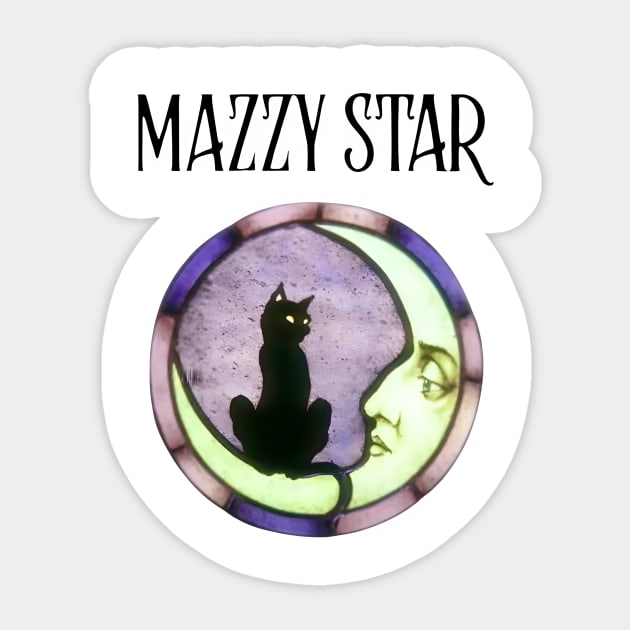 Mazzy Star Moon Cat - White - Mazzy Star - Sticker | TeePublic