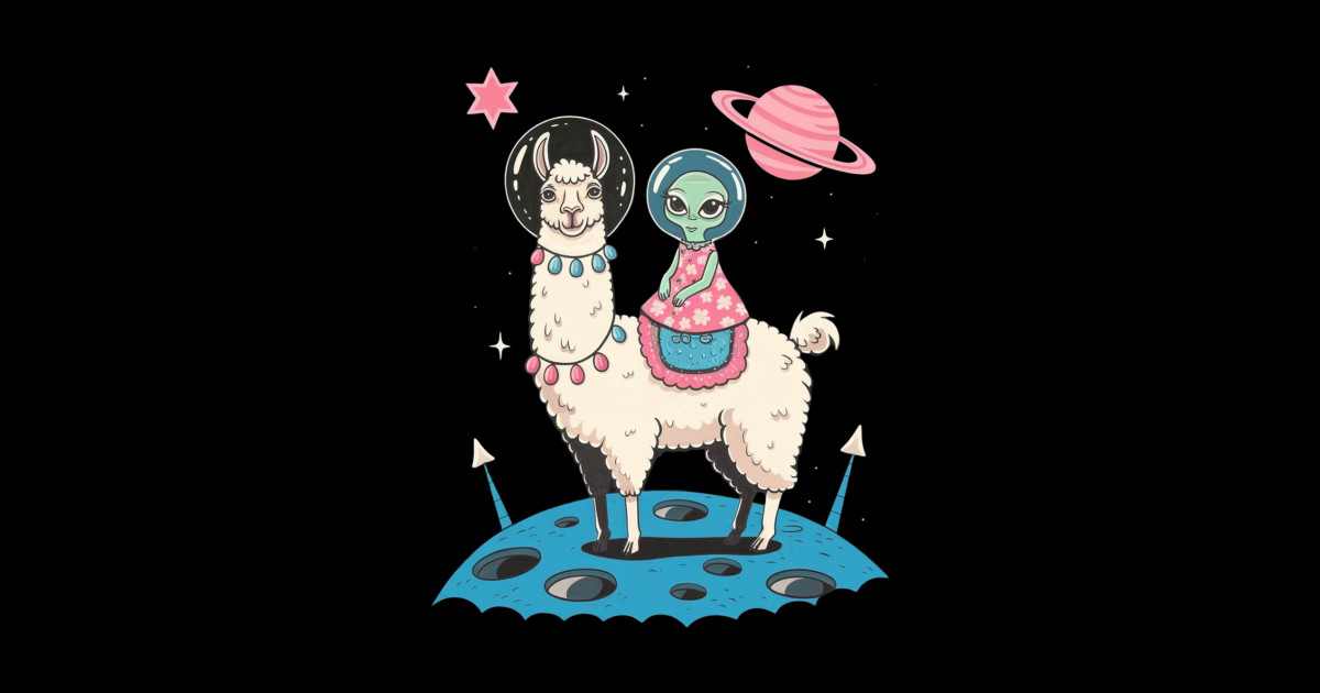 Space Llama Alien Cool Cute Birthday Idea - Space Llama - Sticker ...