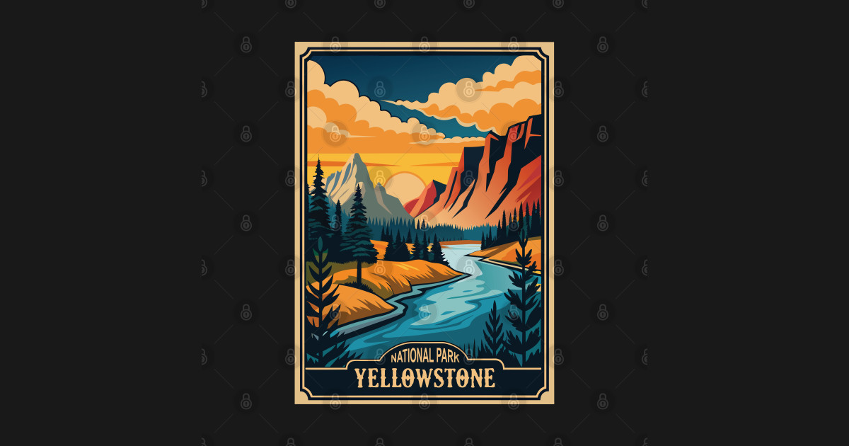 Retro Yellowstone National Park - Yellowstone National Park - T-Shirt ...