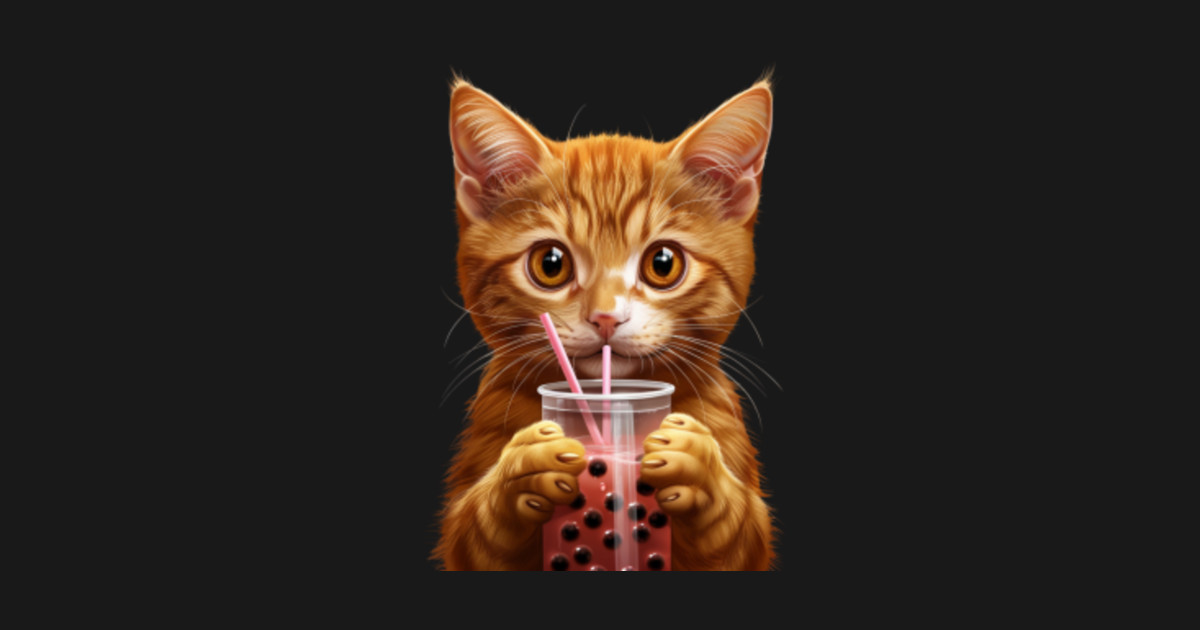 Cat Boba Tea Paw-some Boba Bliss - Boba Cat - T-Shirt | TeePublic