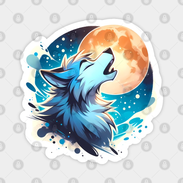 Awoo Moon Howling Wolf Anthro Furry - Furry - Magnet | TeePublic