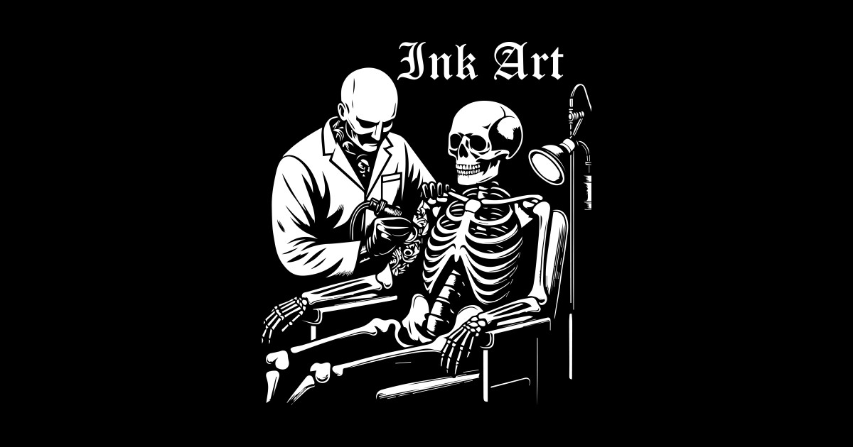 skeleton ink art tattoo - Tattoo - Sticker | TeePublic