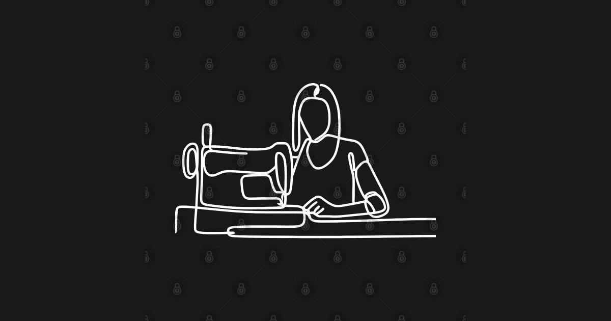 Seamstress Line Drawing - Seamstress - T-Shirt | TeePublic