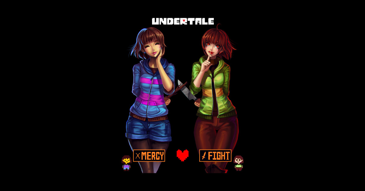 Undertale Frisk and Chara - Fight - Sticker | TeePublic