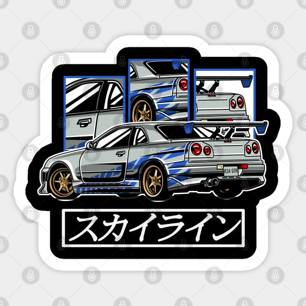 NISSAN GTR R34 - Nissan Gtr - Sticker | TeePublic