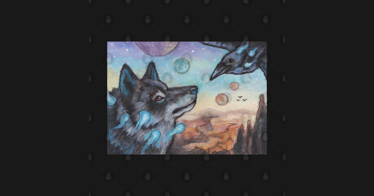 Cosmic Wolf and Raven Spirit - Cosmic Wolf - T-Shirt | TeePublic