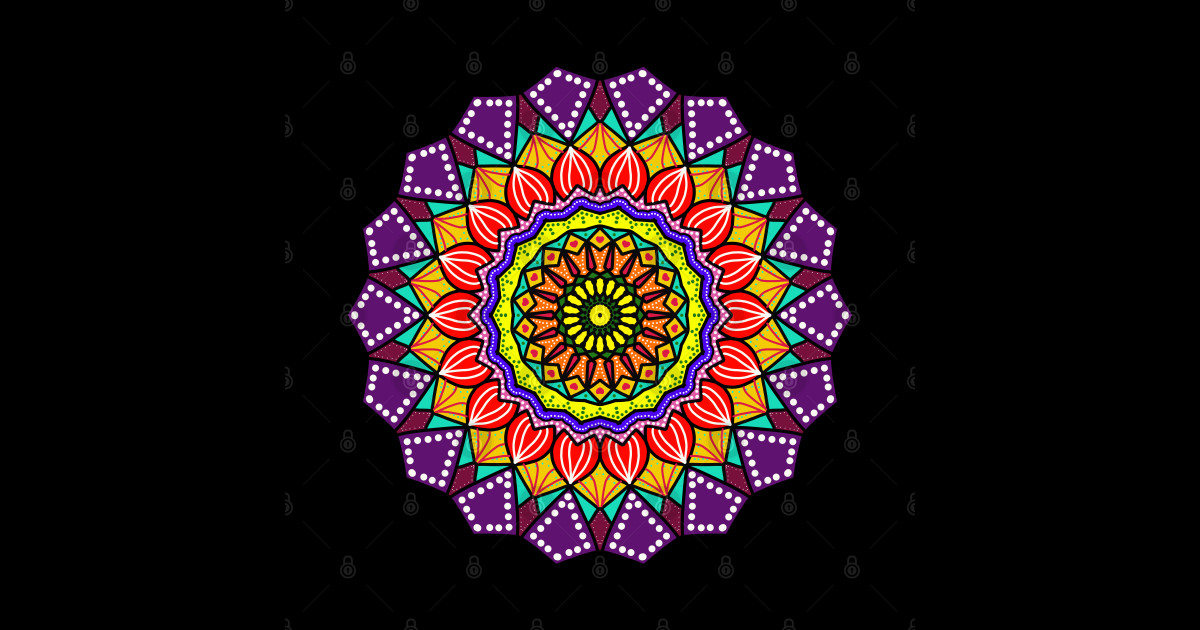 Bright Colorful Flower Mandala Pattern - Mandala - Sticker | TeePublic