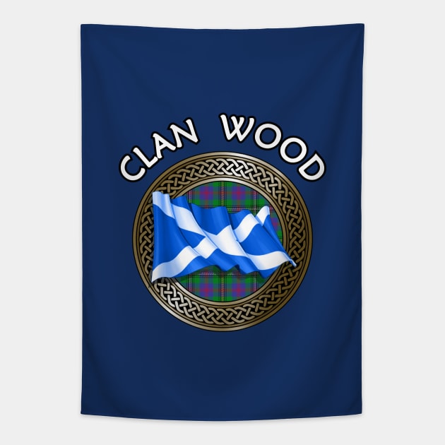 Clan Wood Crest & Tartan Knot - Wood - Tapestry | TeePublic