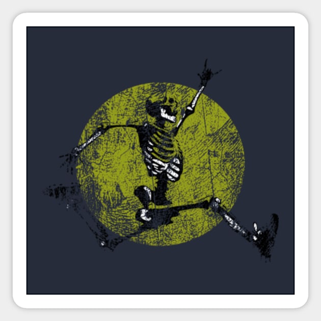 Grunge Jumping Skeleton 'Not Dead Yet' - Urban Style - Sticker | TeePublic