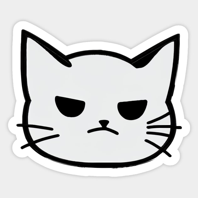 Minimalistic mean kitty - Cat Sketch - Sticker | TeePublic