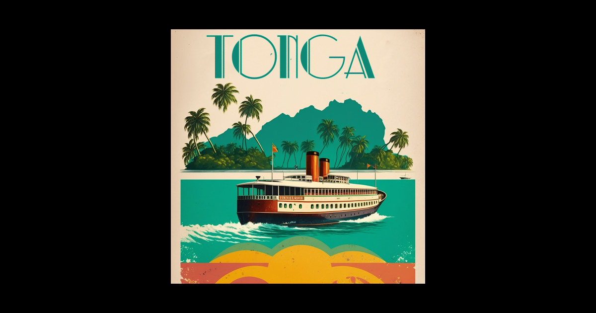 Tonga Boat Vintage Travel Art Poster - Tonga - Sticker | TeePublic