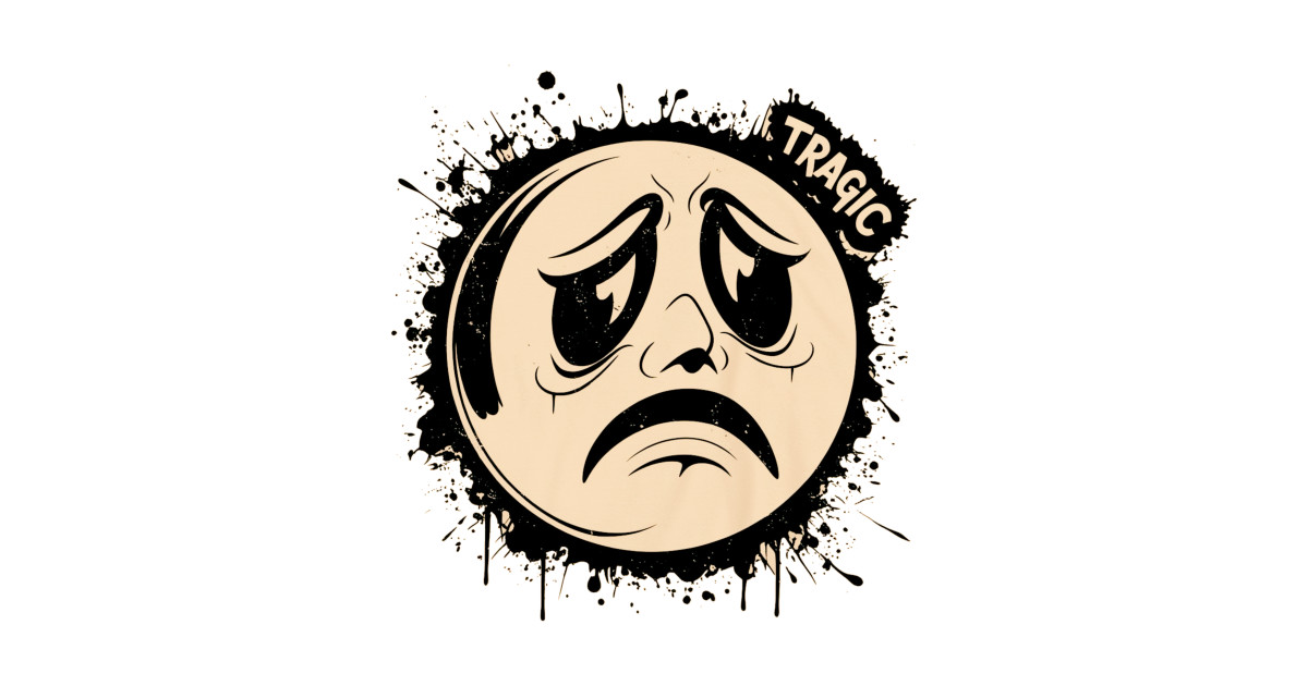 Tragic sad emotions emoticon. Humor - Sad Face - T-Shirt | TeePublic