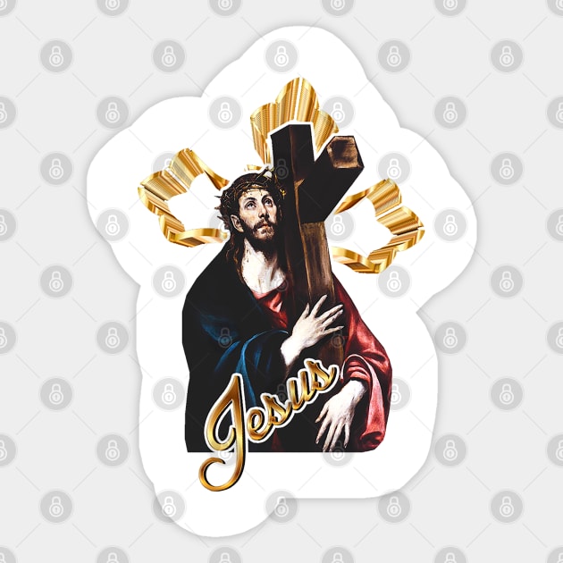 Jesus Christ and the Holy Cross - Christ - Sticker | TeePublic