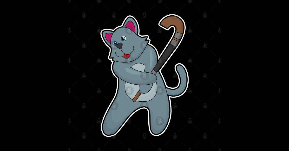 Cat at Hockey with Hockey stick - Hockey - Sticker | TeePublic