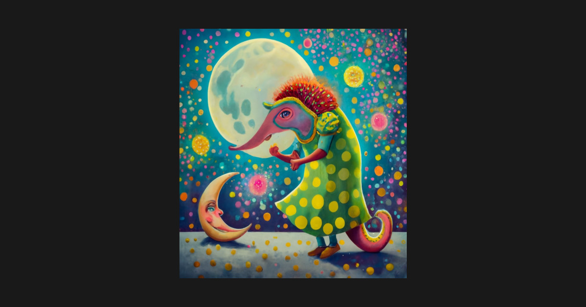 old pangolin dancing on moon - Ai - T-Shirt | TeePublic
