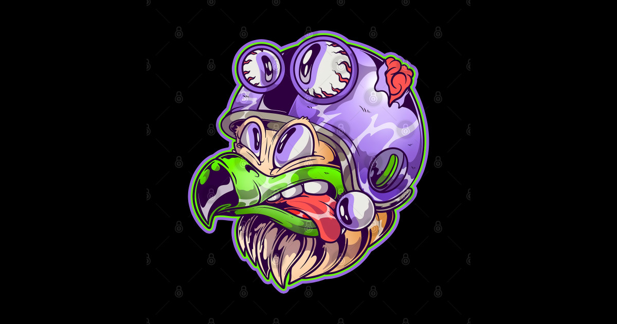 birds wearing monster helmets - Birds Wearing - Sticker | TeePublic