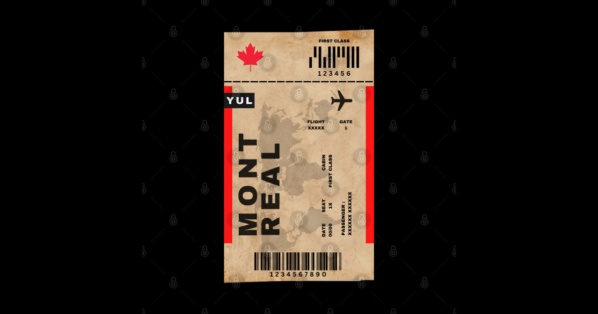 Montreal Boarding Pass Québec Canada YUL Destination Ticket - Montreal ...