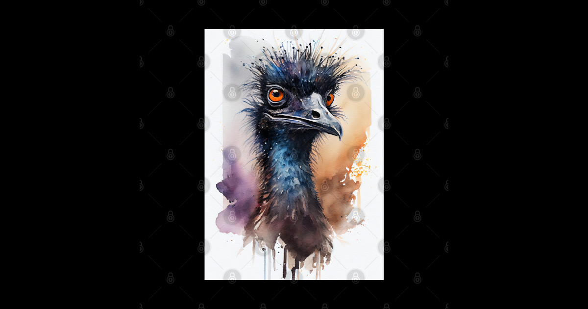 Emu bird art watercolor - Emu - Sticker | TeePublic