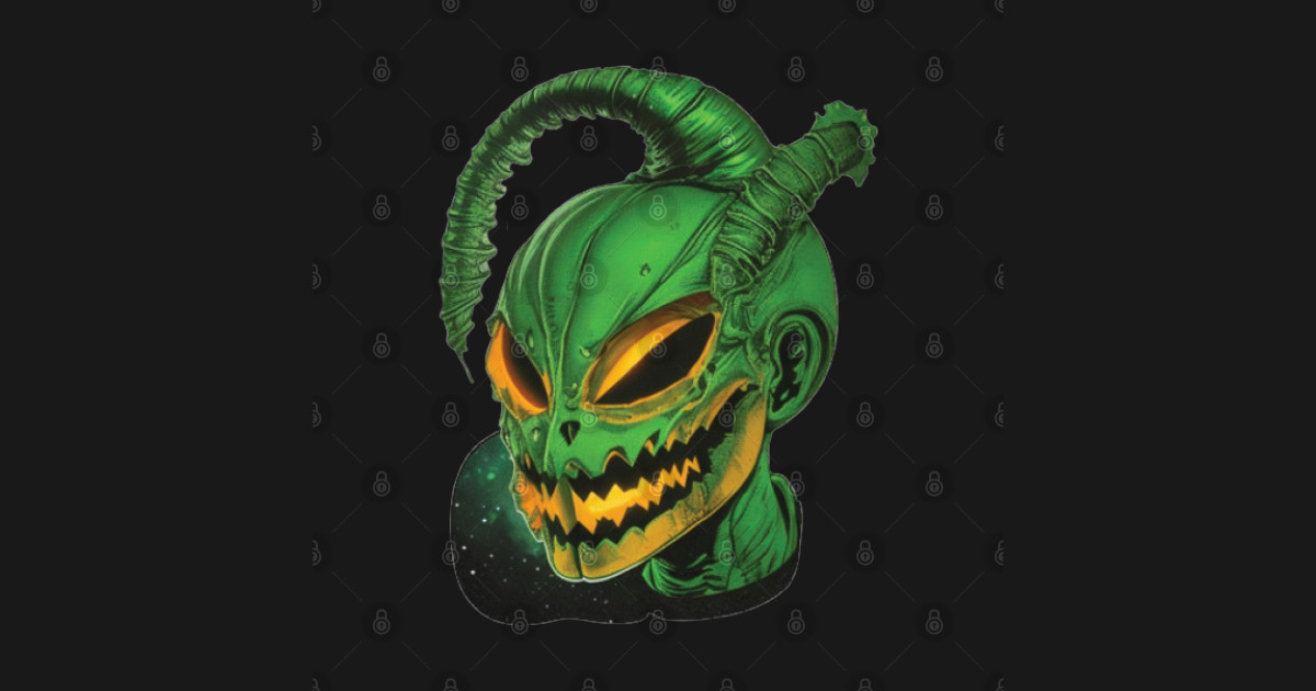 Happy Alien Face, Scary Alien Pumpkin Head - Alien Pumpkin - T-Shirt ...