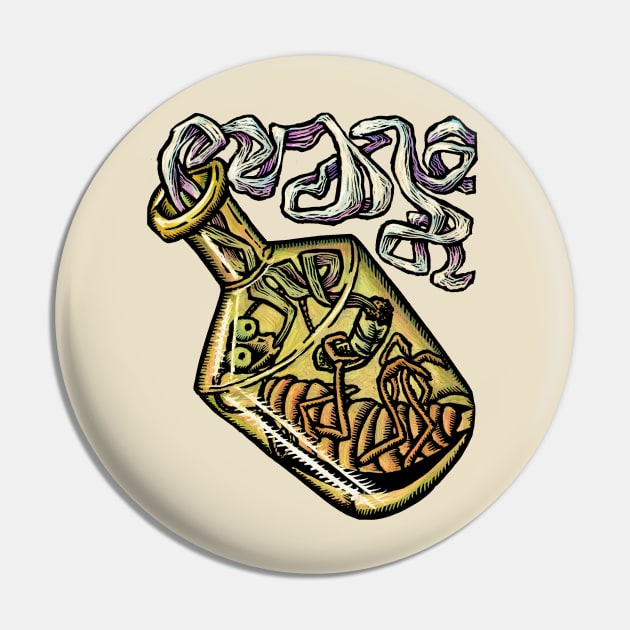 Bug Smoking in a Bottle - Beetle - Pin | TeePublic