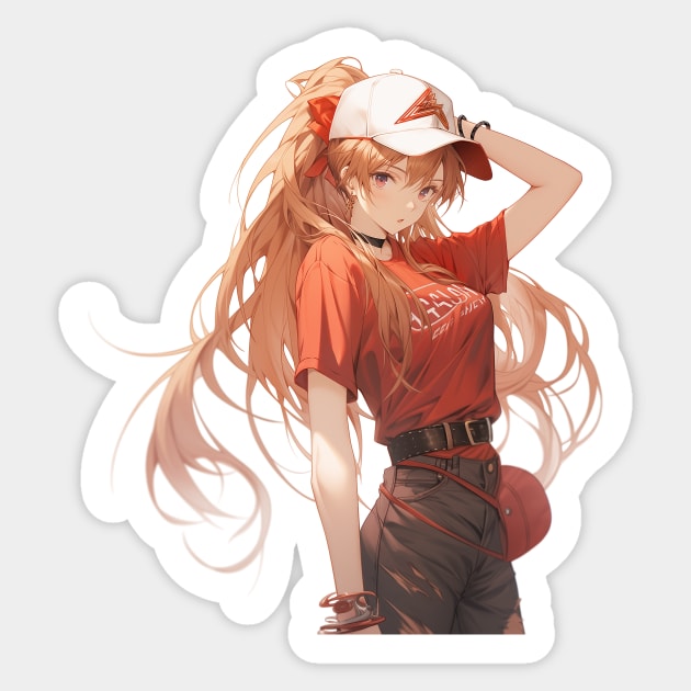 Asuka Langley Soryu evangelion Illustration 2 - Evangelion - Sticker ...