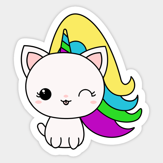 Unicat Unicorn Kawaii Cat - Cat - Sticker | TeePublic