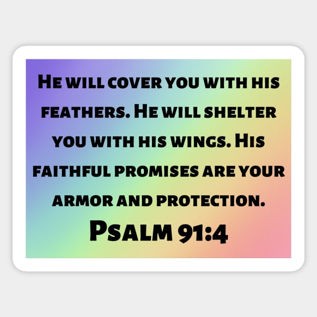 Bible Verse Psalm 91:4 - Psalm 91 4 - Sticker | TeePublic