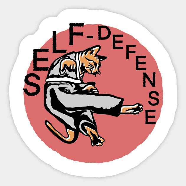Self defense cat - Pet Art - Sticker | TeePublic