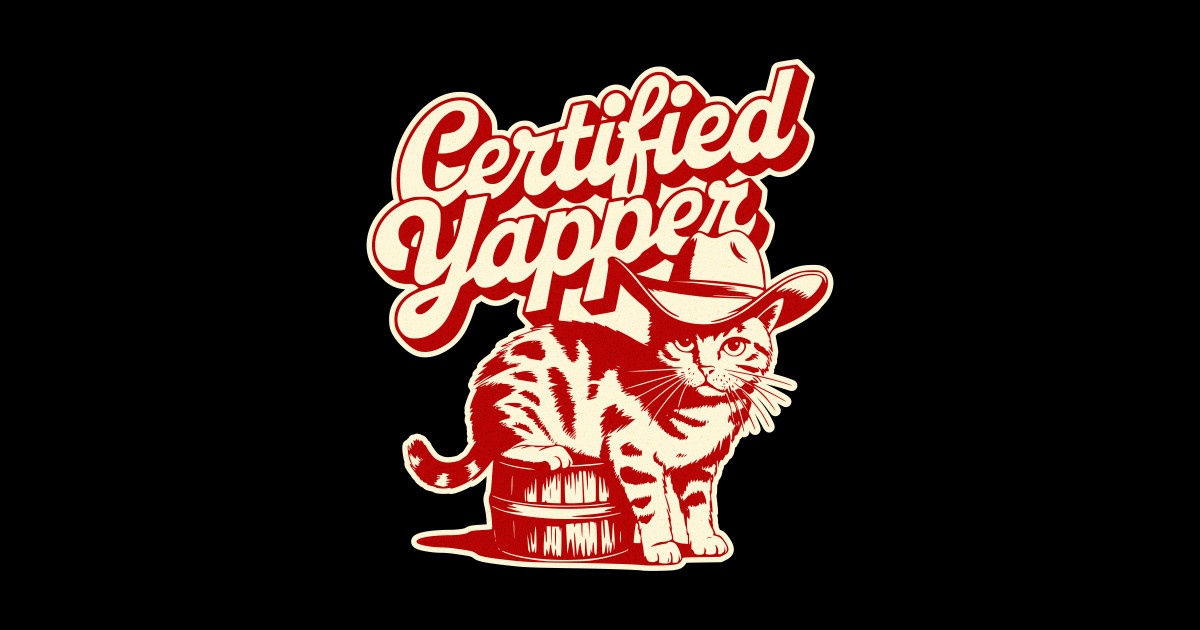 Certified Yapper Cowboy Cat Meme Catshirt Humor Funny Cat Lover ...