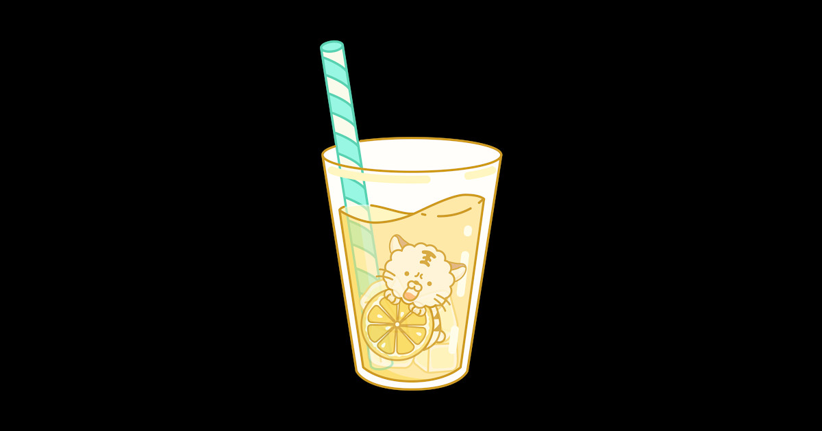Cute cat character in cool lemonade - Cute - Sticker | TeePublic