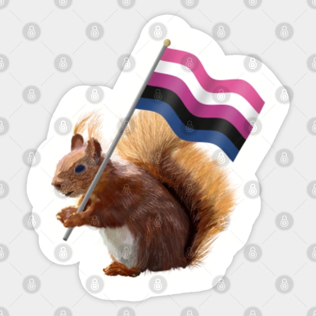 Red Squirrel with a Genderfluid Pride Flag. - Lgbt - Sticker | TeePublic