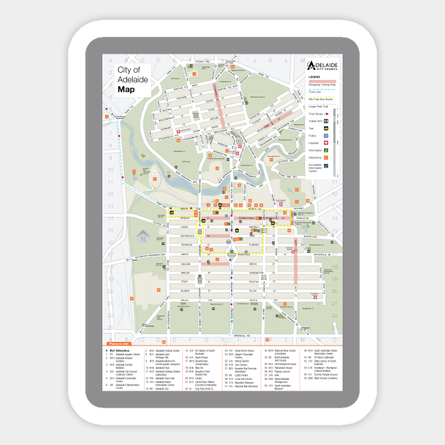 Adelaide - Australia - City Center Map - HD - Adelaide - Sticker ...