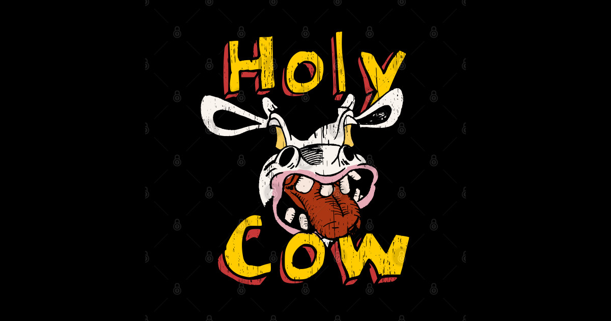 Holy Cow funny Cartoon illustration - Holy Cow Funny - Sticker | TeePublic