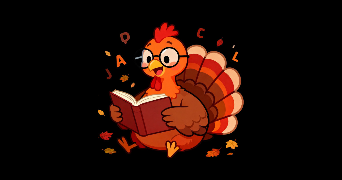 Reading Turkey, Funny Thanksgiving Bookworm Artwork | Funny ...