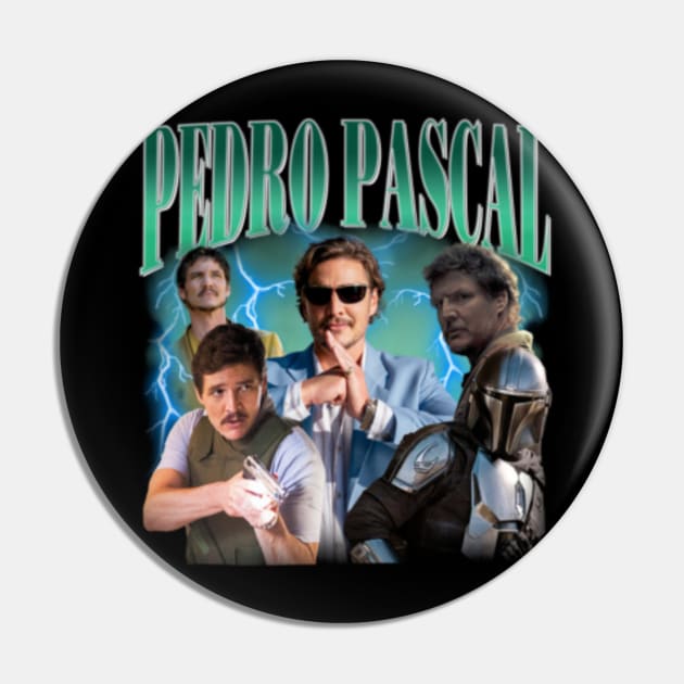 Pedro Pascal Retro Collage By Duitan Ward - Pedro Pascal - Pin | TeePublic