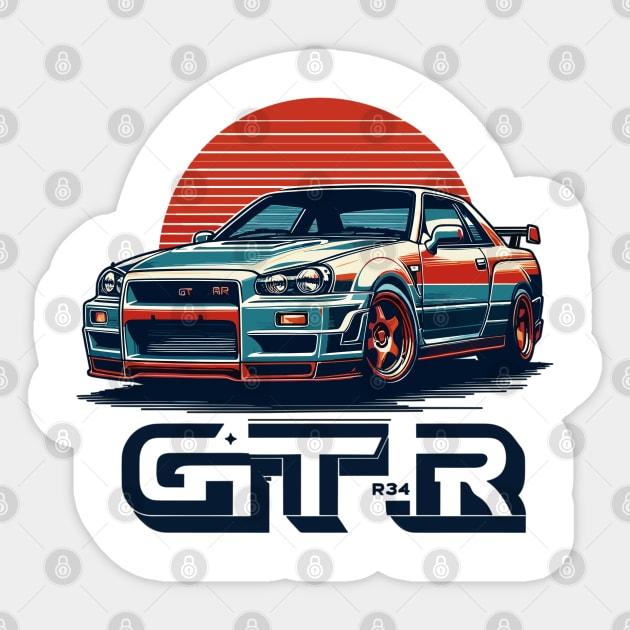Nissan GTR R34 - Nissan Gtr R34 - Sticker | TeePublic