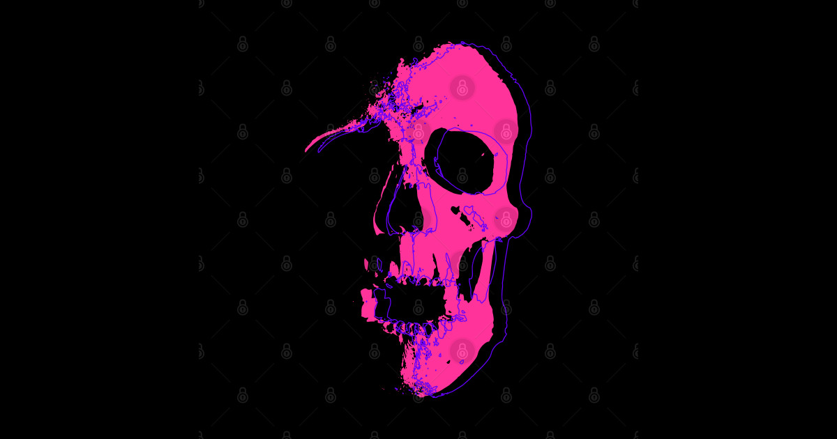 Neon Pink Skull - Neon Pink Skull - Sticker | TeePublic