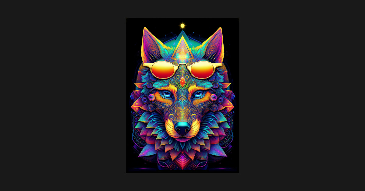 Psychedelic Wolf Seer - Wolf Artwork - T-Shirt | TeePublic
