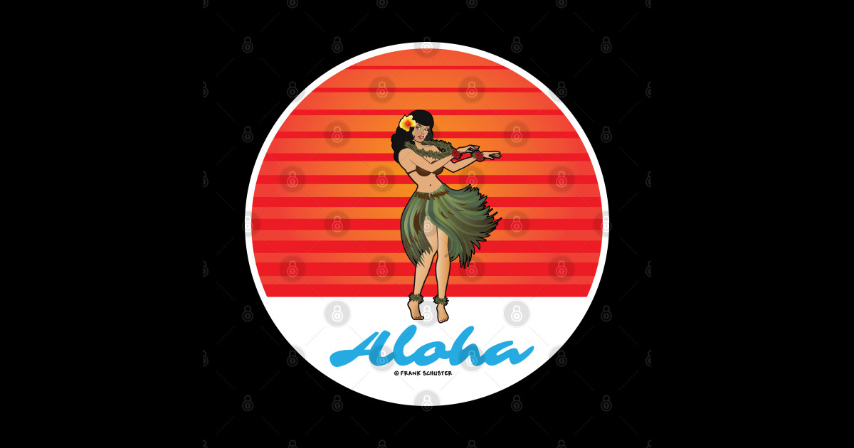 Hula Girl Dancing the Hula with Sunset - Pau Hana Time Hula Girl ...