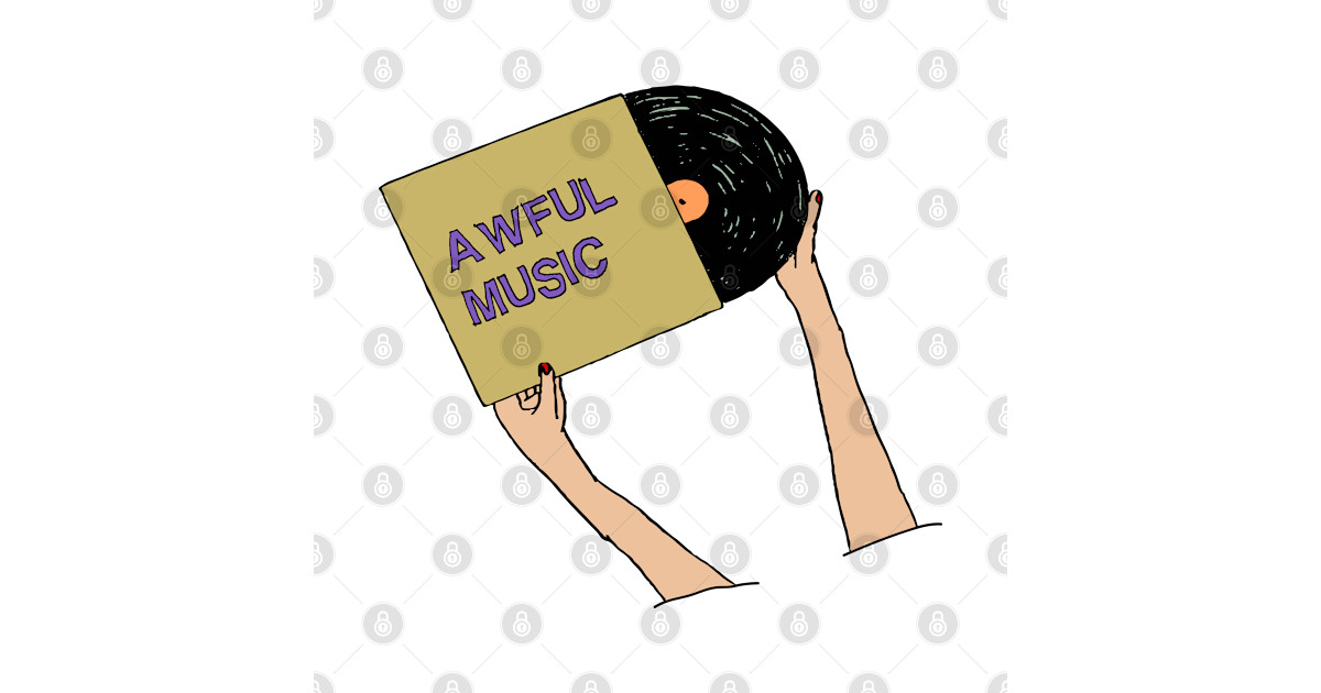 PLAY AWFUL MUSIC VINYL RECORD DRAWING LINE ART FUNNY - Music Lover - T ...