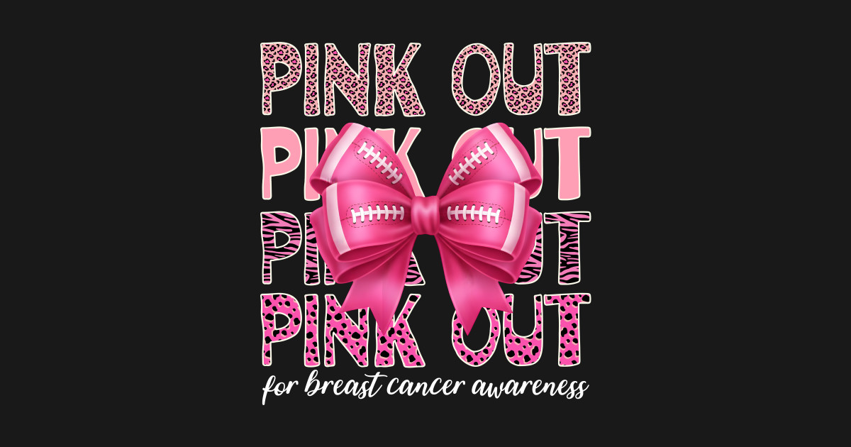 Pink Out Cheer Footk Ribbon Breast - Pink Out - T-Shirt | TeePublic