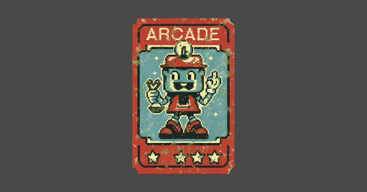 Retro Robot: Arcade Ticket Design - Pixel Art - T-Shirt | TeePublic