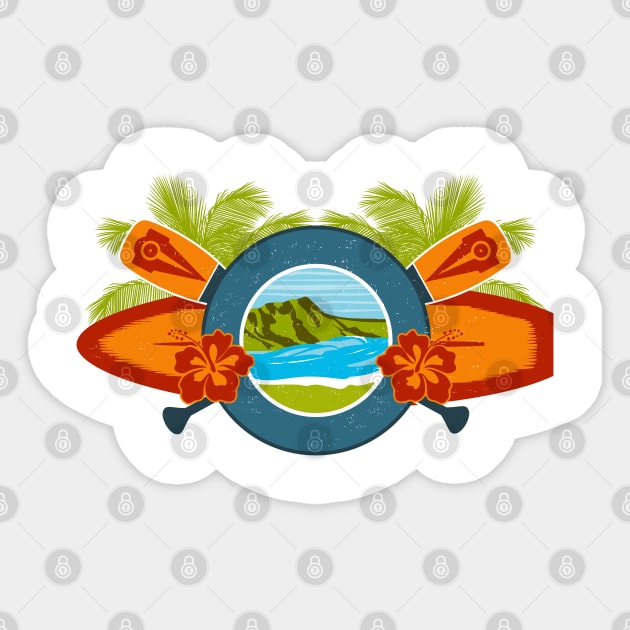 Hawaiian Island Ocean Sea Diamond Head Emblem - Hawaiian Island Ocean ...