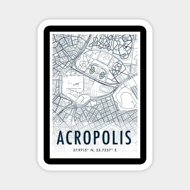 acropolis map - Map - Magnet | TeePublic