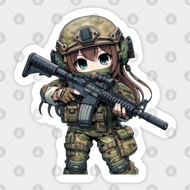 Tactical Chibi Girl - Chibi - Sticker | TeePublic