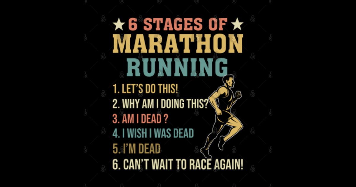6 Stages of Marathon Running Funny Runner Quote - Marathon Running ...
