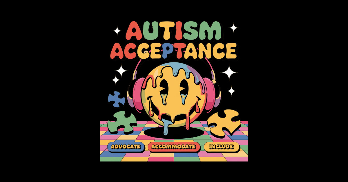 Autism Melting Smiley Headphones Retro - Autism - Sticker | TeePublic