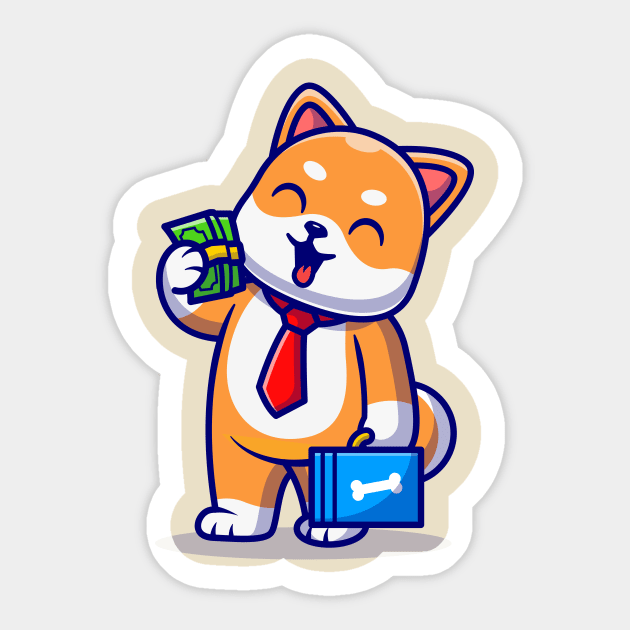 Cute Shiba Inu Dog Employee With Salary Cartoon - Cute Shiba Inu Dog ...