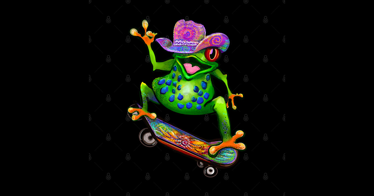 Frog Peace sign tie dye 2 Kawaii Froggy Skateboarding Cute Frog Texas ...